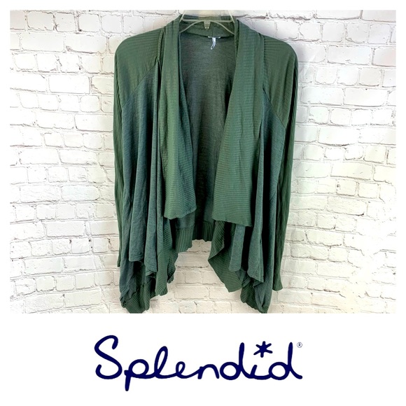 Splendid | Sweaters | Anthro Splendid Olive Long Cascading Cardigan ...